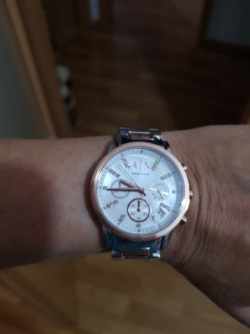 Armani Exchange AX4331 Ladies Lady Banks Watch Silver/Roségold ...