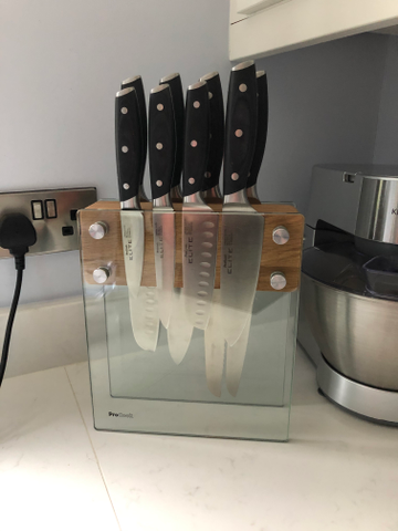 Magnetic Glass and Oak Knife Block Large | Knife Storage from ProCook