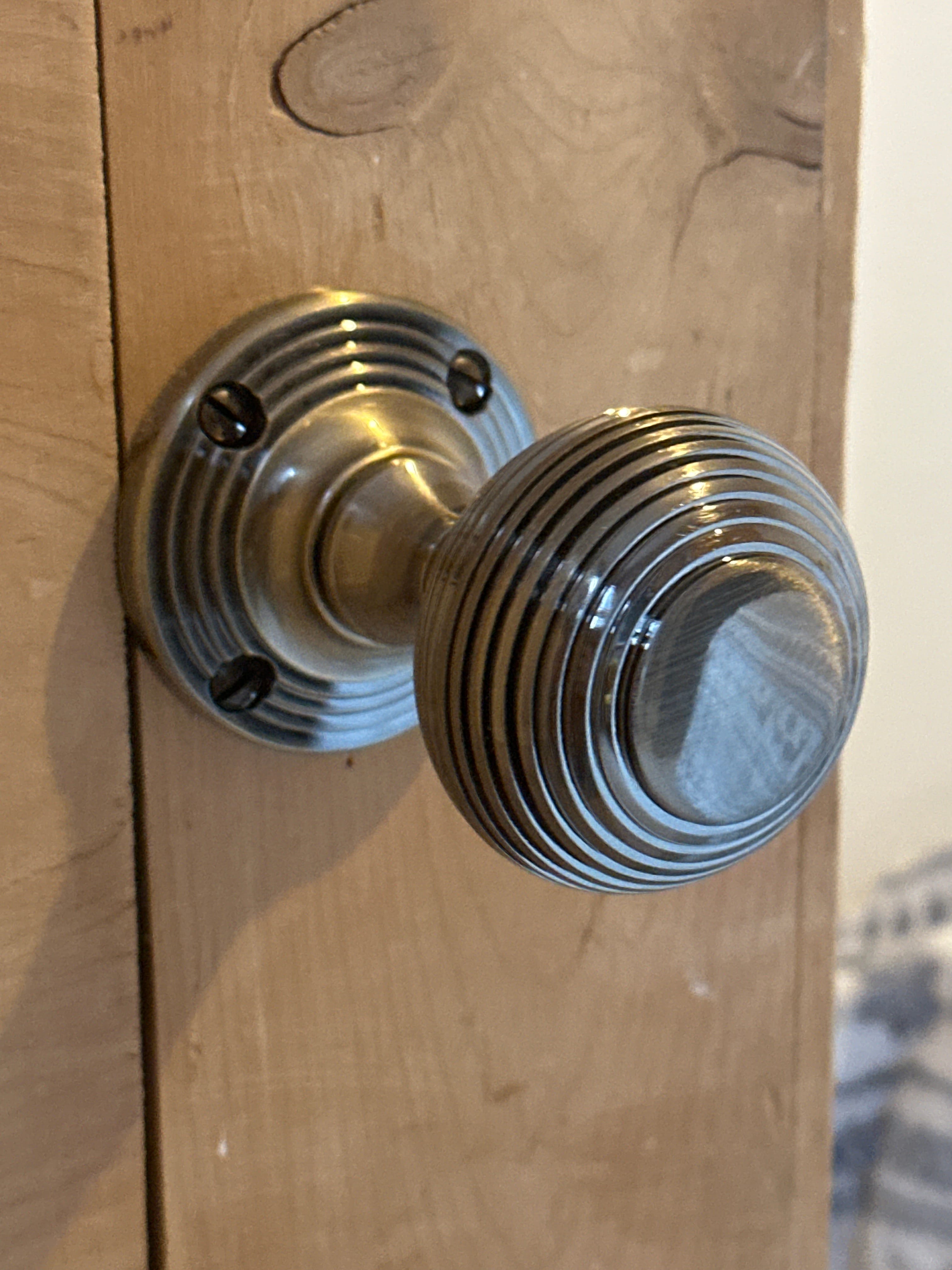 Beehive Mortice Door Knob | Antique Brass | Pair | Hiatt Hardware